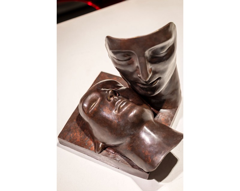 Buy masked unmasked inspired two face mask bronze statue at GART